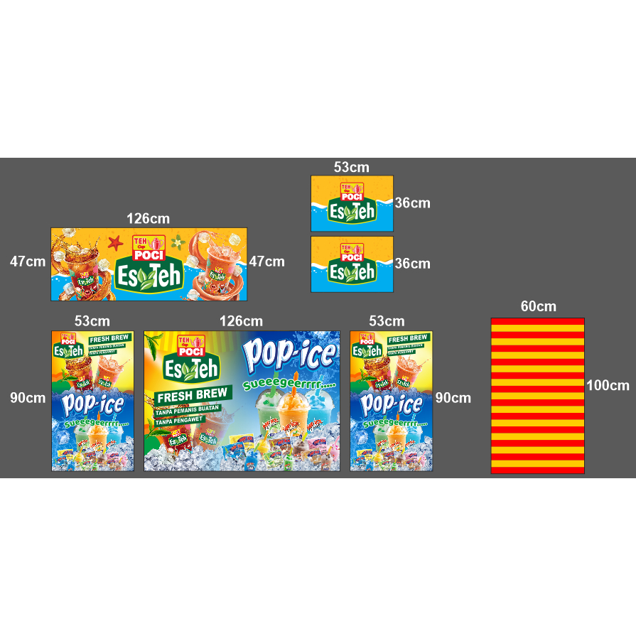 Jual custom banner booth es teh & pop ice ukuran sesuai gambar | Shopee ...