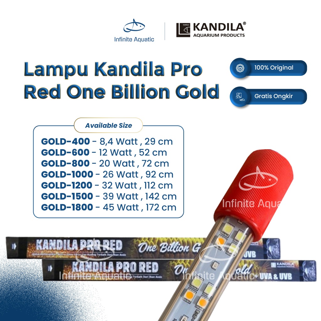 Jual Lampu LED Aquarium Kandila Official Pro Red One Billion Gold View ...