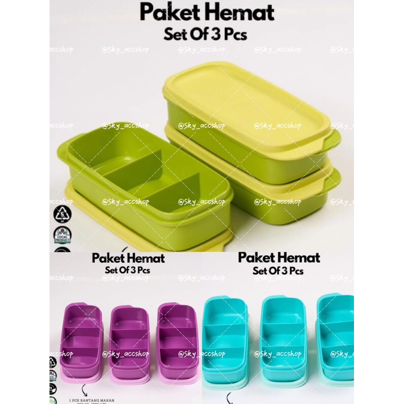Jual KOTAK MAKAN MIKI | Kotak Makan Anak Sekat dan tanpa Sekat ( 1 Set 3 Pcs ) | Sky_accshop ...