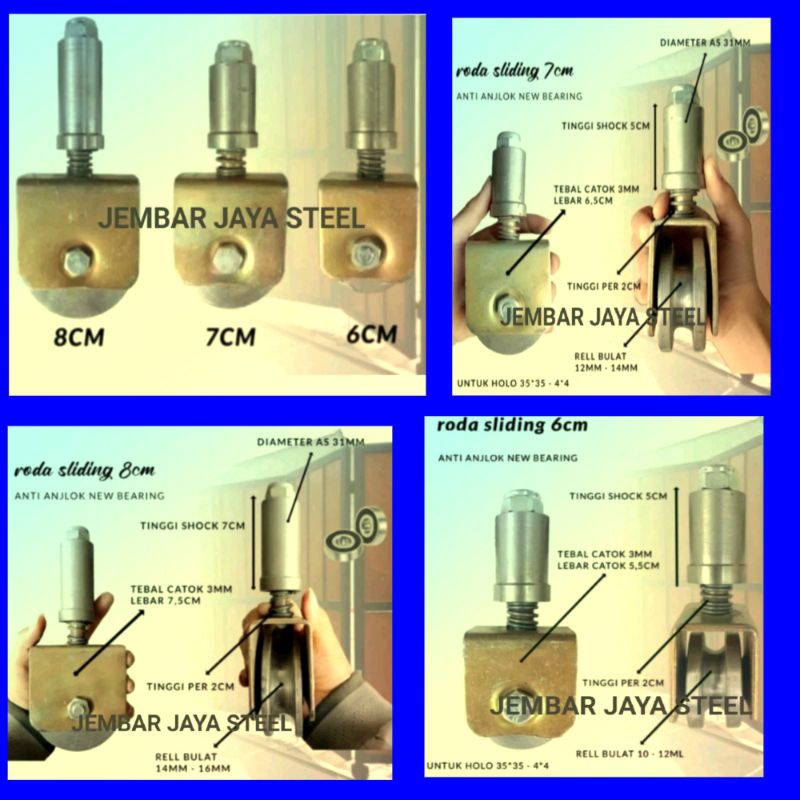Jual Roda pintu Sliding Super besi 6cm,7cm,8cm, Roda pintu pagar dorong ...