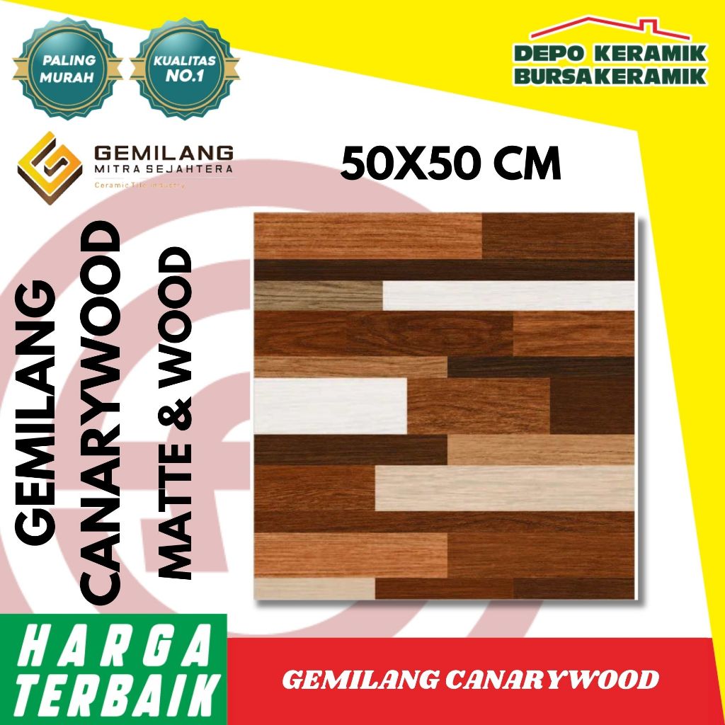Jual Keramik Motif KAYU 50x50 CANARYWOOD BROWN-GEMILANG- Rustic&Flat | Shopee Indonesia