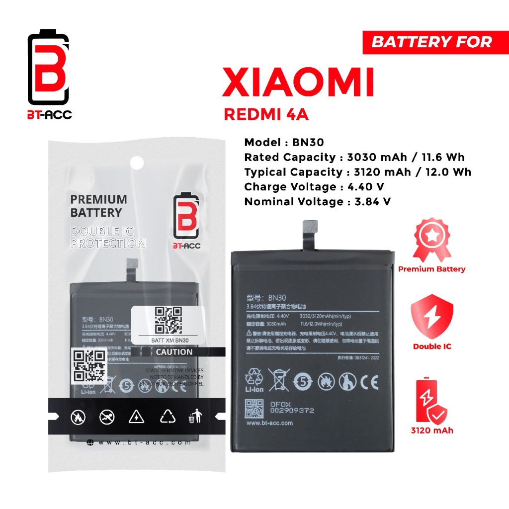Jual BT-ACC Battery Baterai Batre Xiaomi Redmi 4A Xiaomi BN30 Original ...
