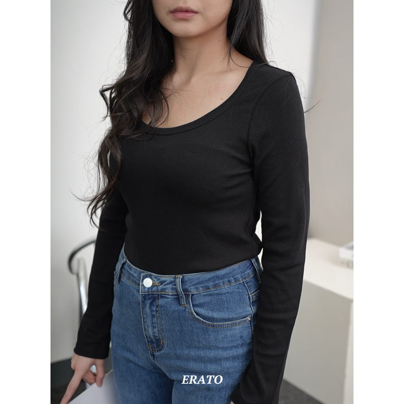 Jual ERATO - Nola Long Sleeve Top / Kaos Polos / Atasan Wanita / Atasan Lengan Panjang Rajut ...