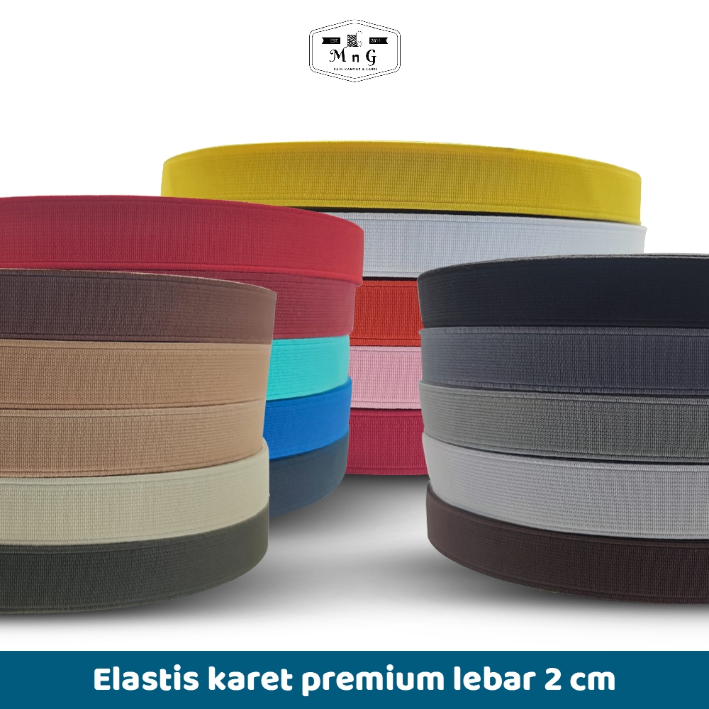 Jual Elastis karet premium lebar 2 cm untuk sandal, tas ketebalan 1.4mm ...
