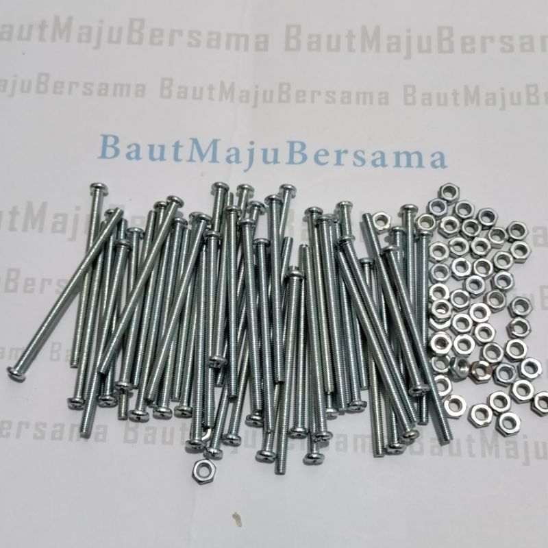 Jual (paket 100biji) Baut mur 6 JP 3mm x 50mm obeng | Shopee Indonesia