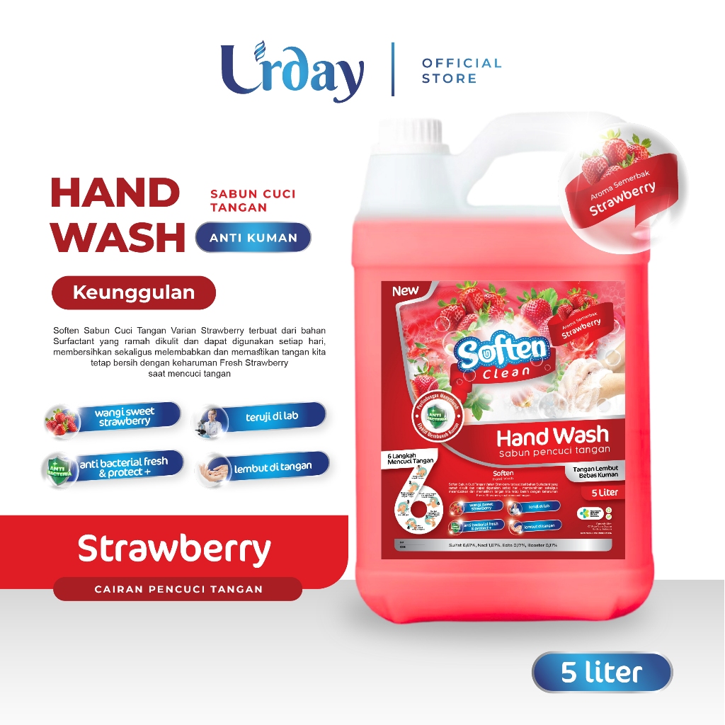Jual SOFTEN CLEAN Sabun Cuci Tangan Strawberry 5 Liter Antibacterial ...