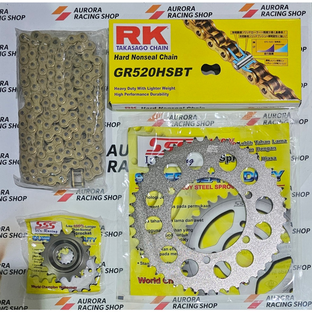 Jual GEAR SET SSS YAMAHA R25 R 25 MT25 M 25 & RANTAI RK 520 HSBT GOLD ...