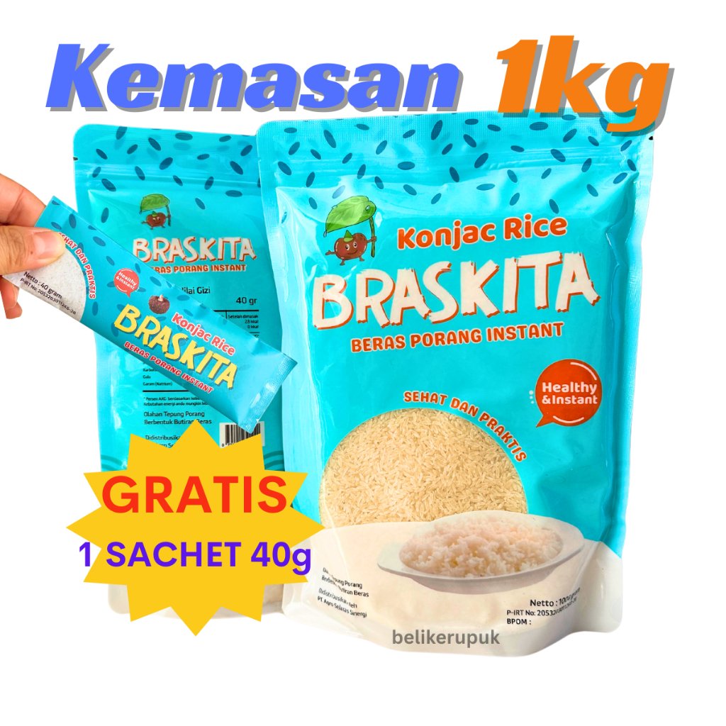 Jual Beras Porang Braskita 1Kg | Beras Sehat Instan | Shopee Indonesia