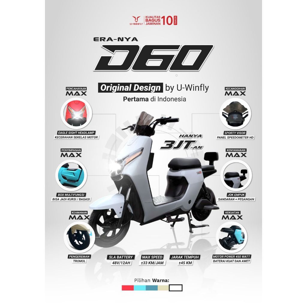 Jual SEPEDA LISTRIK E-BIKE U WINFLY D60 TERBARU TERMURAH ORIGINAL | Shopee Indonesia