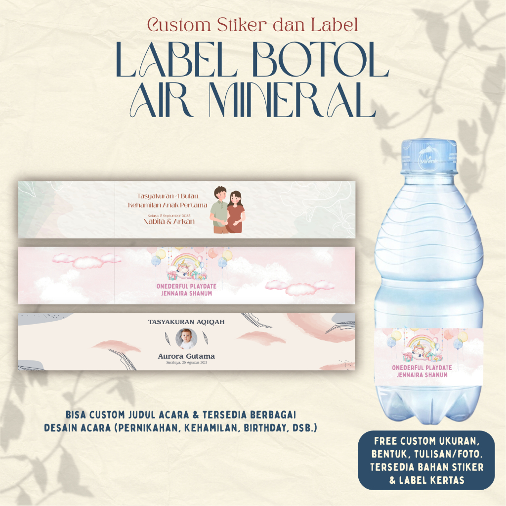 Jual Label Botol Aqua/ Label Air Mineral Custom by Odmene | Shopee ...