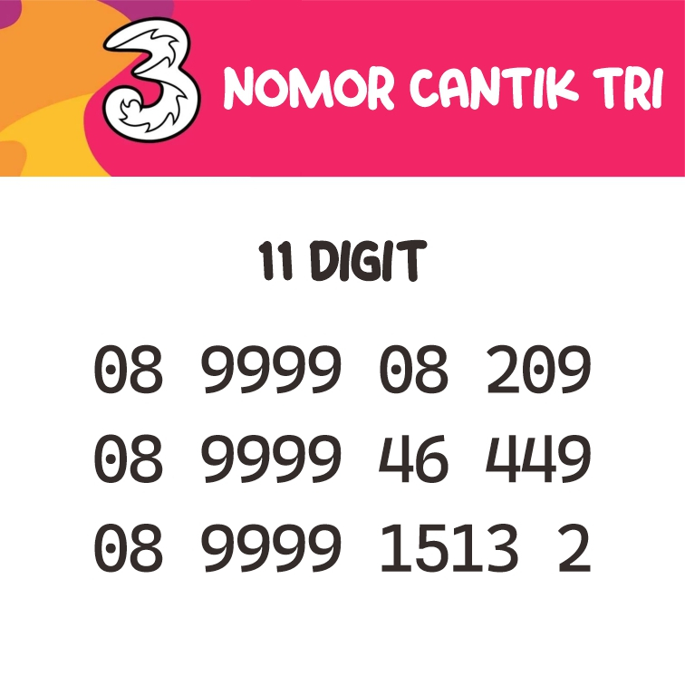 Jual KARTU PERDANA TRI NOMOR CANTIK TRI, NOMOR RAPI MUDAH DIINGAT ...