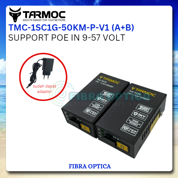 Jual Tarmoc TMC-1SC1G-50KM-P | Media Converter 1 FO 1 LAN Gigabit POE ...