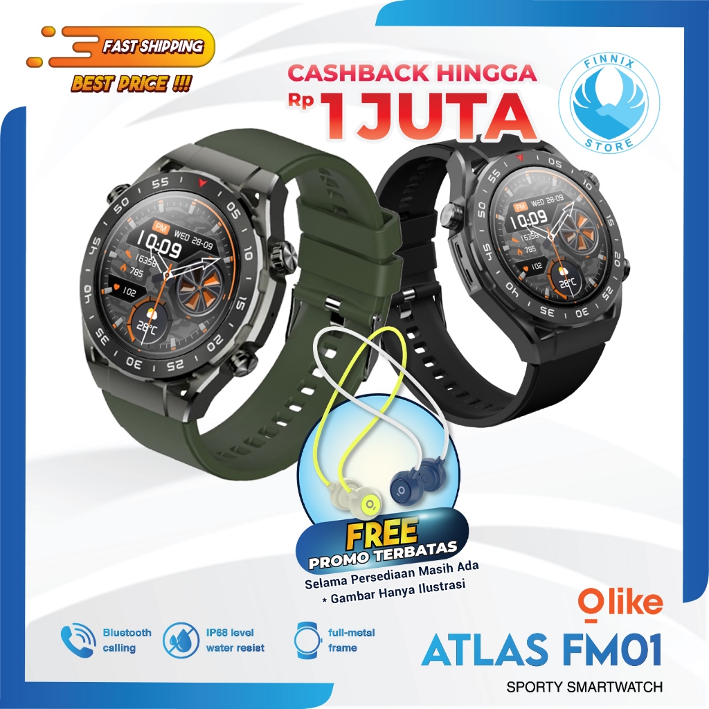Jual Olike FM01 ATLAS Smartwatch 1.39" HD Display IP68 BT Call | Shopee Indonesia