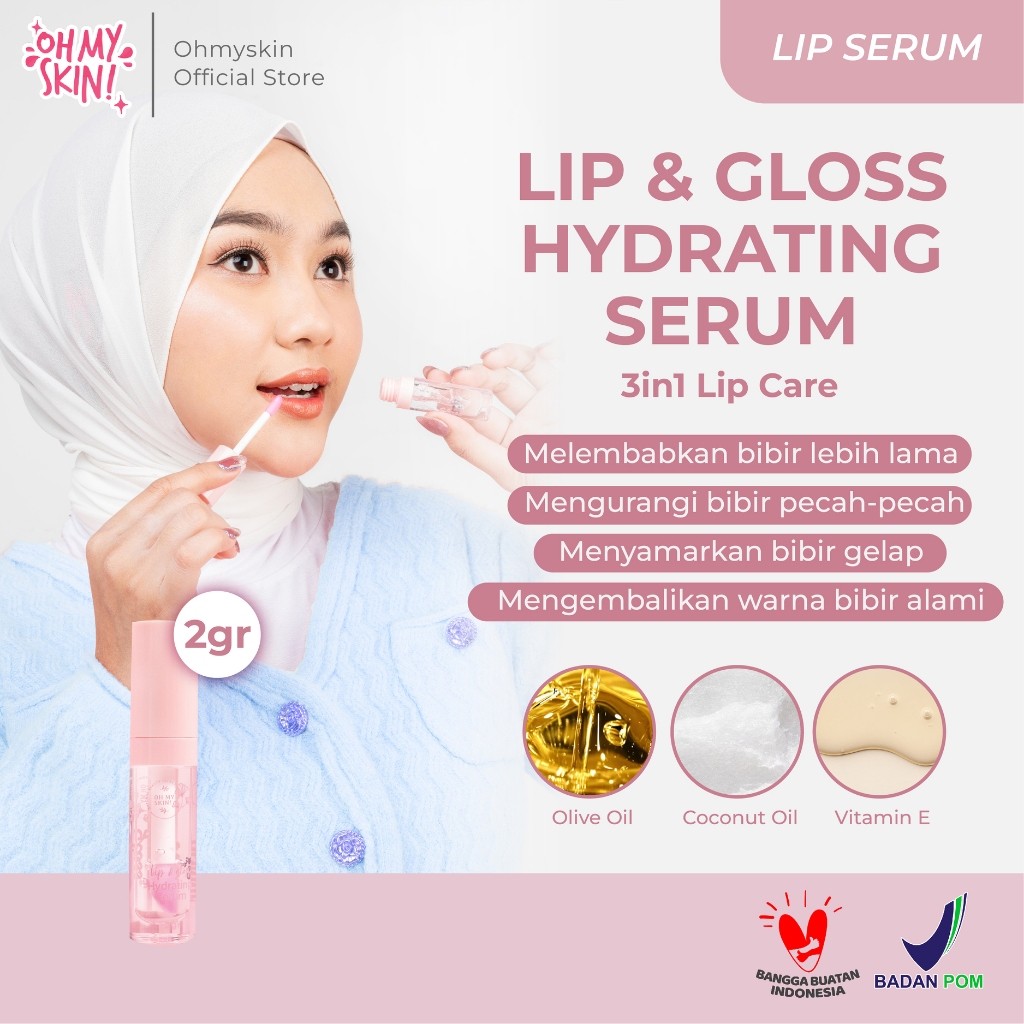 Jual Oh My Skin! Lip & Gloss Hydrating Serum with New Formula Pencerah Bibir Pink Alami | Shopee ...