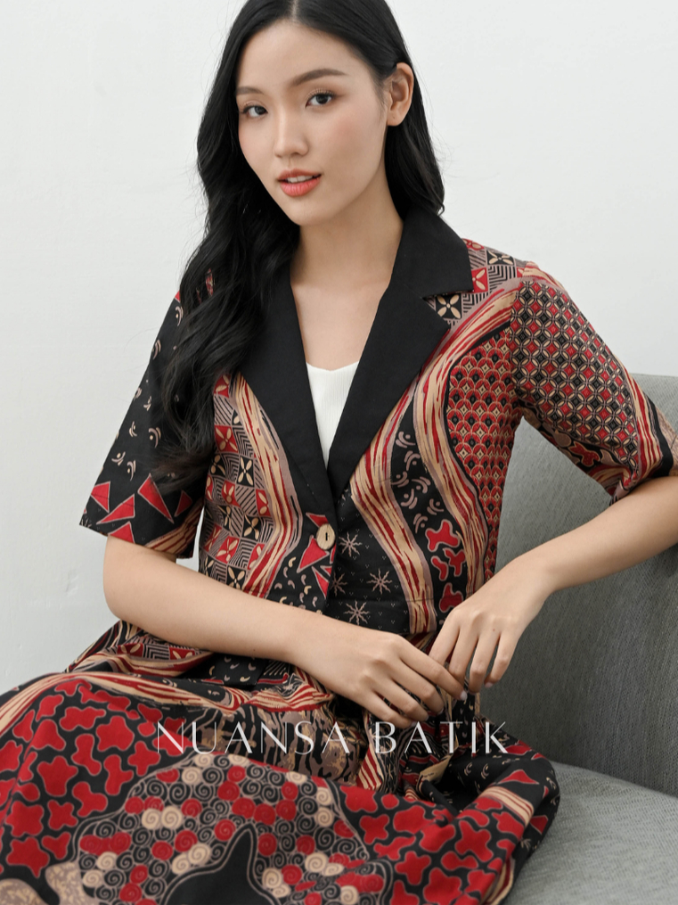 Jual Nuansa Batik Setelan Blouse Crop Batik Lengan Pendek Bahan Katun ...