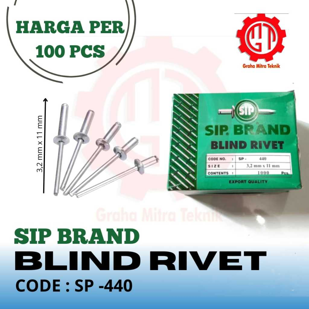 Jual Paku Rivet Merk SIP BRAND SP-440 / Paku Lipet 3,2mm × 11mm [HARGA ...