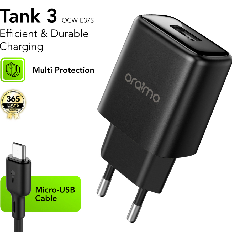 Jual ORAIMO Charger Single Port USB 5V 1A Free Kabel Micro USB Cable ...