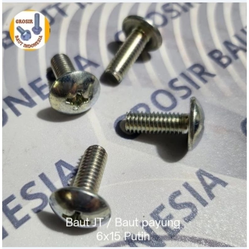 Jual (20pcs) Baut kepala payung Baut 10 Panjang 1,5cm/ Baut JT M6x15 putih | Shopee Indonesia