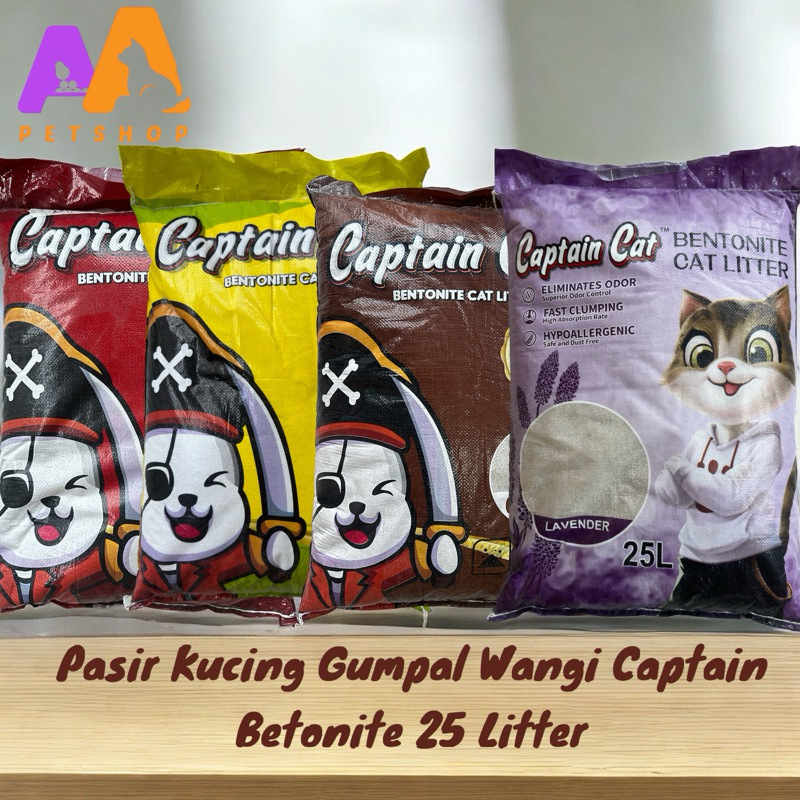 Jual Pasir Kucing CAPTAIN 25 L - Pasir Kucing Gumpal Wangi 20 KG ...