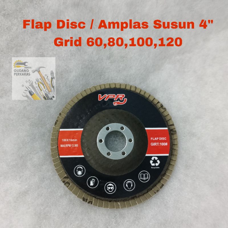 Jual Flap Disc 4" Grit 60 80 100 120 RRT - Amplas Grenda Susun 4 Inch ...