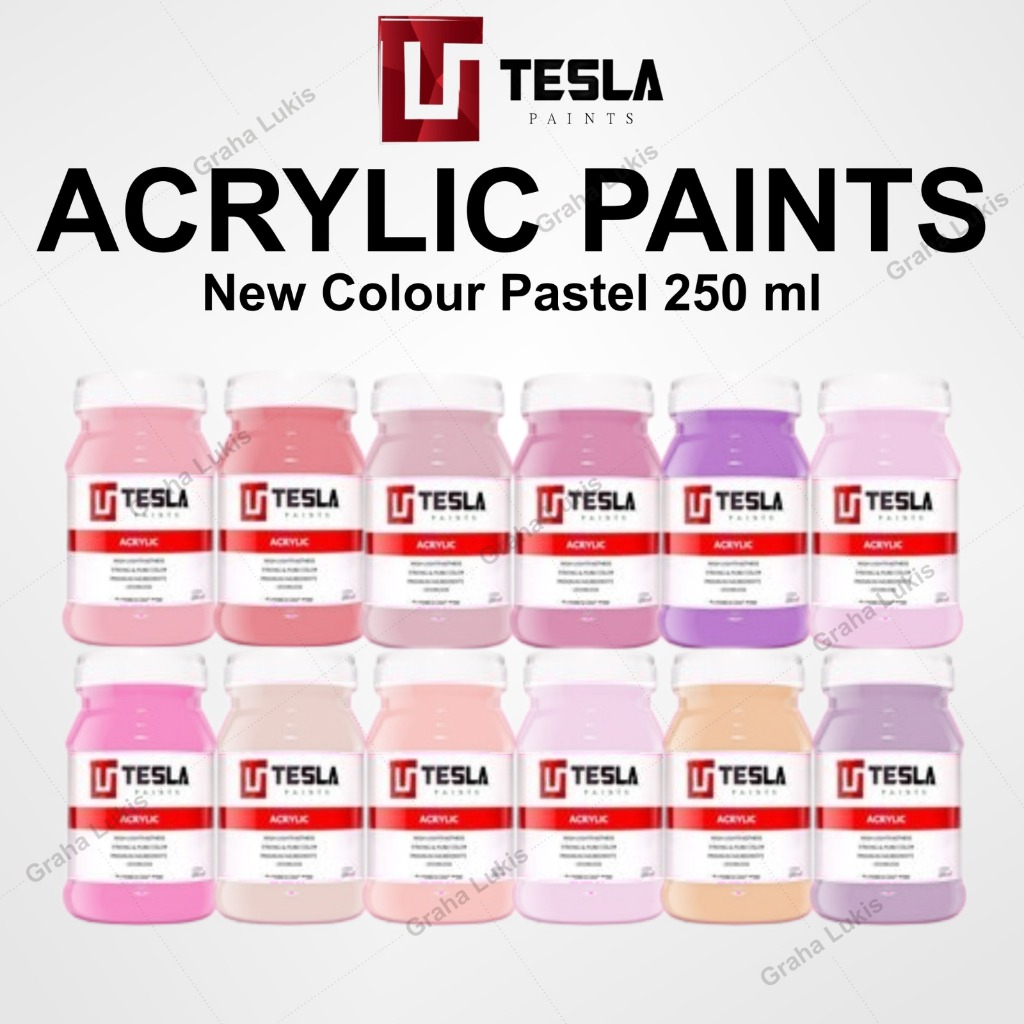 Jual Tesla Paints Acrylic 250ml - NEW COLOR PASTEL | Shopee Indonesia