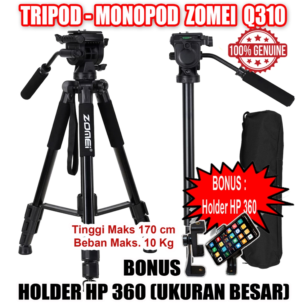 Jual Tripod Profesional Zomei Q310 Bonus Holder HP 360 HARGA PROMO 2 HARI SAJA | Shopee Indonesia