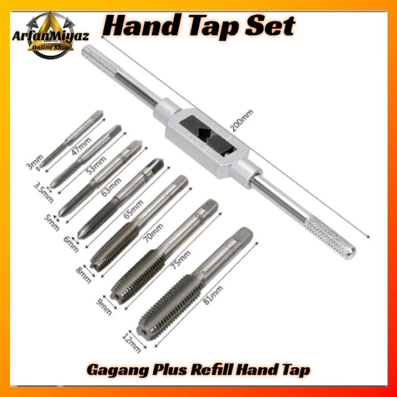 Jual Mata Tap Set 8pcs Lengkap Gagang Stang Handle Alat Senai Pembuat ...
