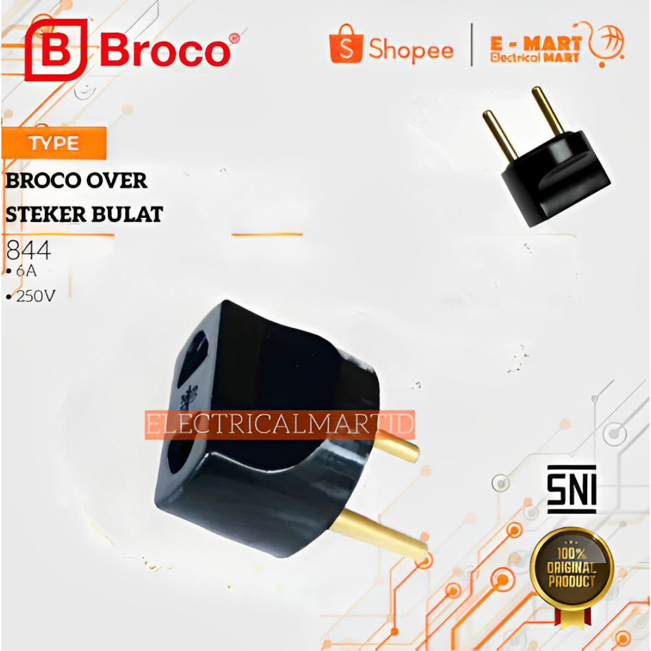 Jual BROCO Over Steker Bulat 844 Black / Over Steker Gepeng EU USA ...