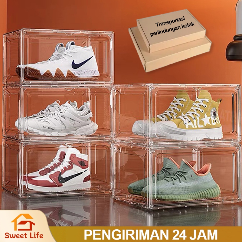 Jual Paket 5/10 Kotak Sepatu Transparan Akrilik Ukuran Besar Tempat ...