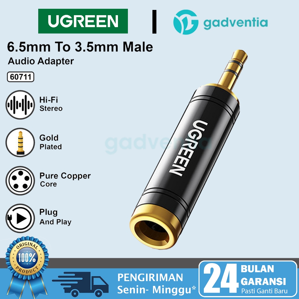 Jual UGREEN Adaptor Converter Jack Mic Audio 6.5mm Female to 3.5mm Male Audio Adapter Untuk ...