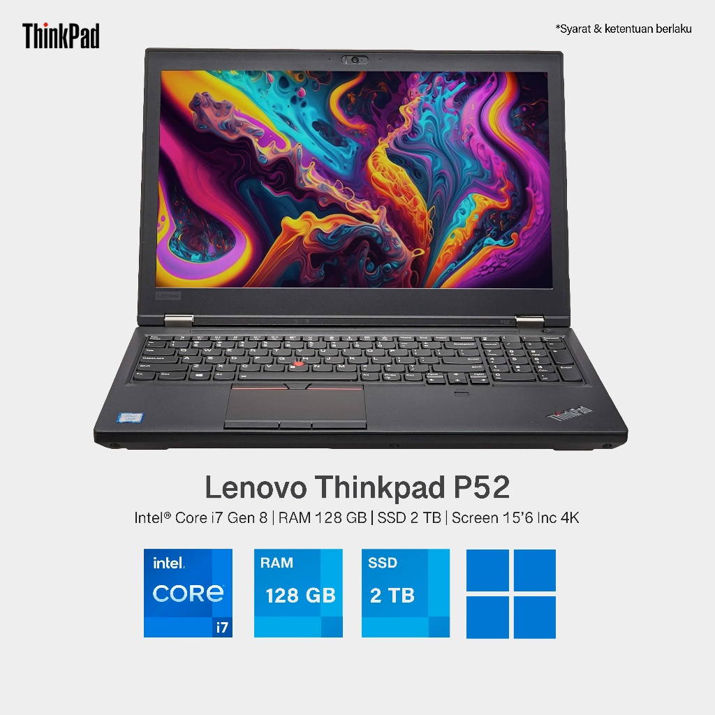 Jual LAPTOP LENOVO THINKPAD P52 Core i7 Gen 8 RAM 128 GB SSD 2 TB VGA 4 ...