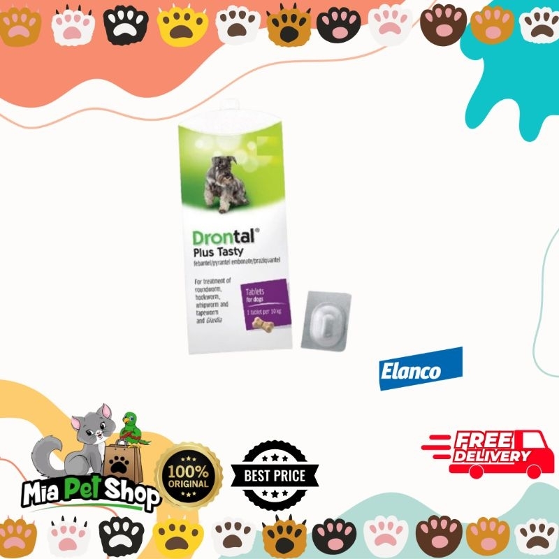 Jual Drontal Plus Tasty ELANCO Dog Original Obat Cacing Anjing 1 Tablet ...