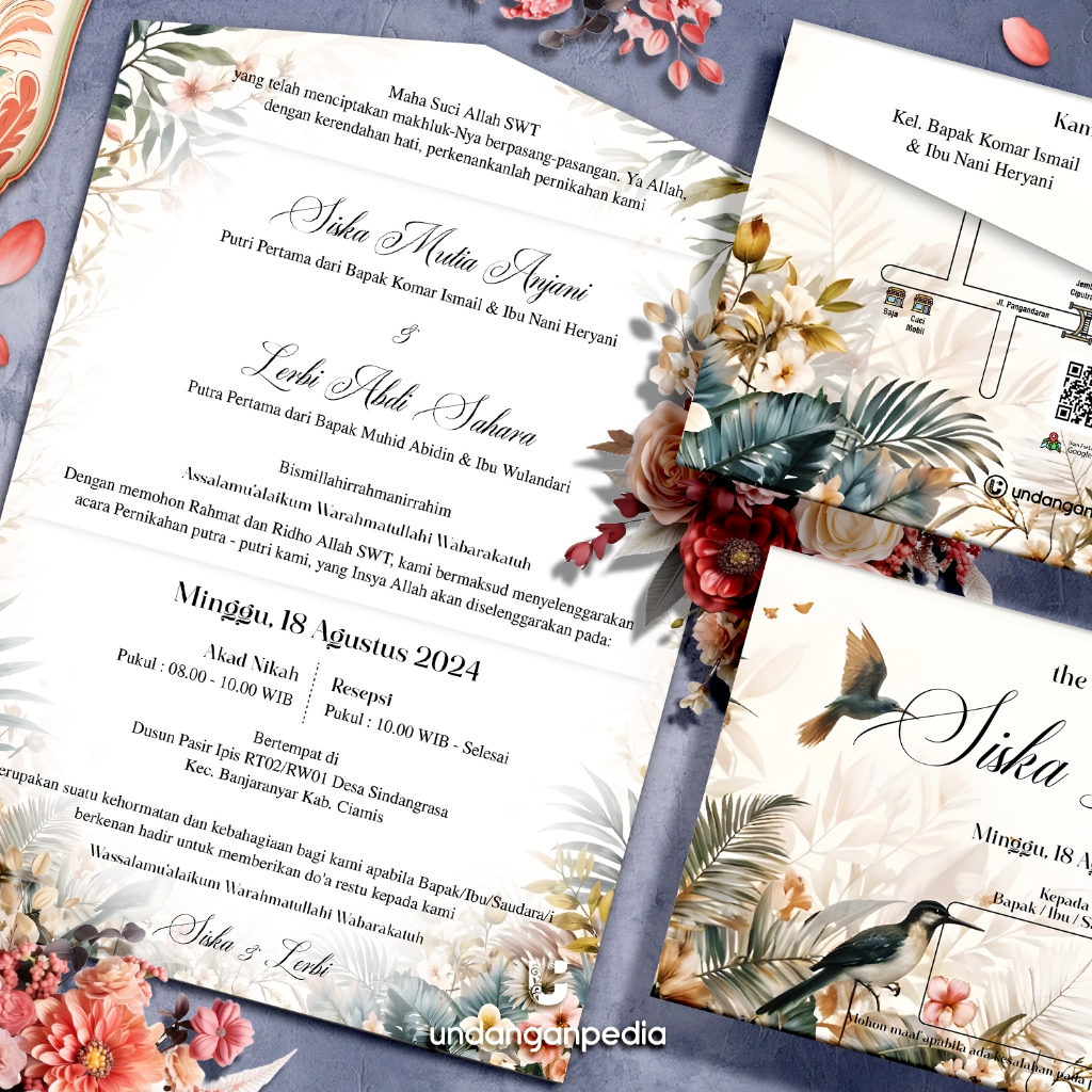 Jual Undangan Pernikahan Semi Amplop. Tema Tropis. Bahan Laminating ...
