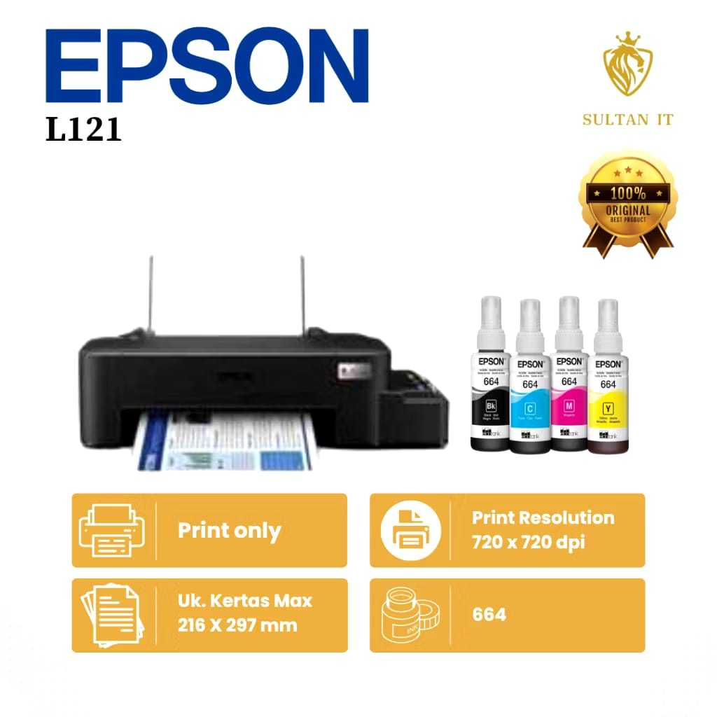 Jual Printer EPSON L121 INK TANK Printer Cetak A4 Garansi Resmi Peganti L120 (ONLY PRINT ...