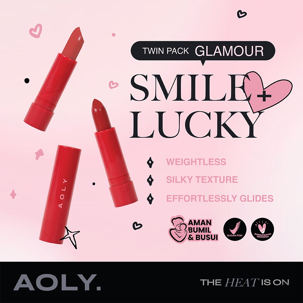 Jual [TWIN PACK GLAMOUR] Aoly Silky Satin Liptick/ Smile/ Lucky ...