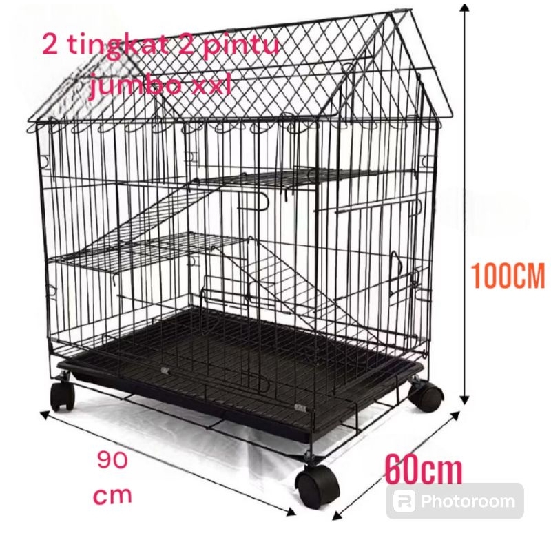 Jual Kandang Kucing 2 Tingkat Atap Rumah ukuran 90x60x100 Musang ...