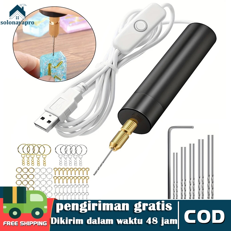 Jual Micro mesin bor mini listrik USB DC 5V electric drill dengan 3 PCS ...