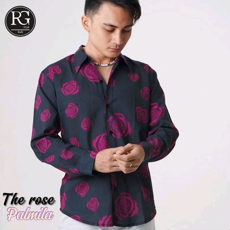 Jual RG STYLE BALI | THE ROSE PALMILA RED | kemeja premium motif bunga ...