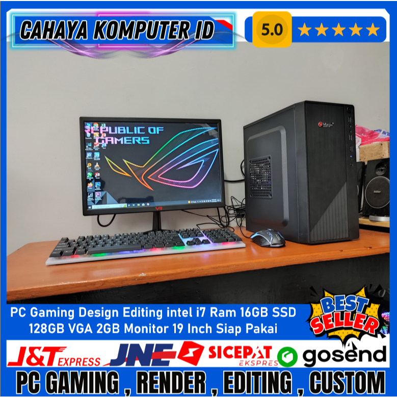 Jual PC FulSet Intel I7 Ram 16GB HDD 500GB SSD 128GB VGA 2GB Monitor 19 ...