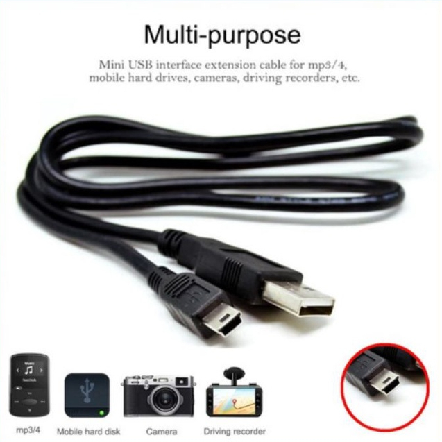 Jual Kabel 5 pin Mini USB Type-B Macro Cable Data Charge USB 5pin Mini ...