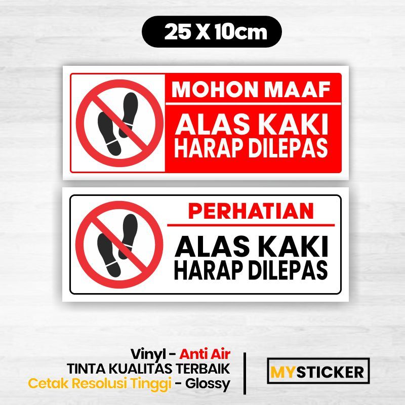 Jual Stiker Tanda peringatan Alas kaki harap dilepas vinyl anti air ...