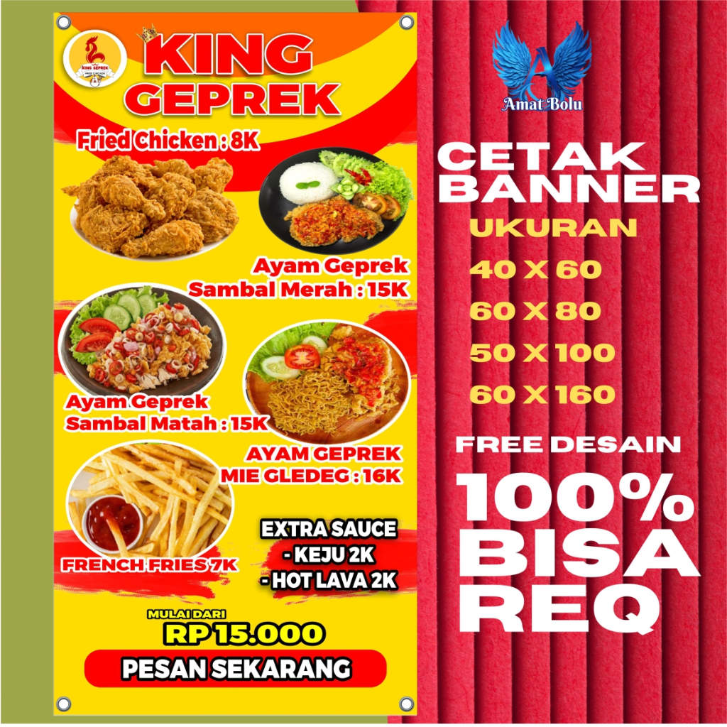 Jual Cetak Banner Cetak Spanduk GEPREK Ayam BISA REQUEST | Shopee Indonesia