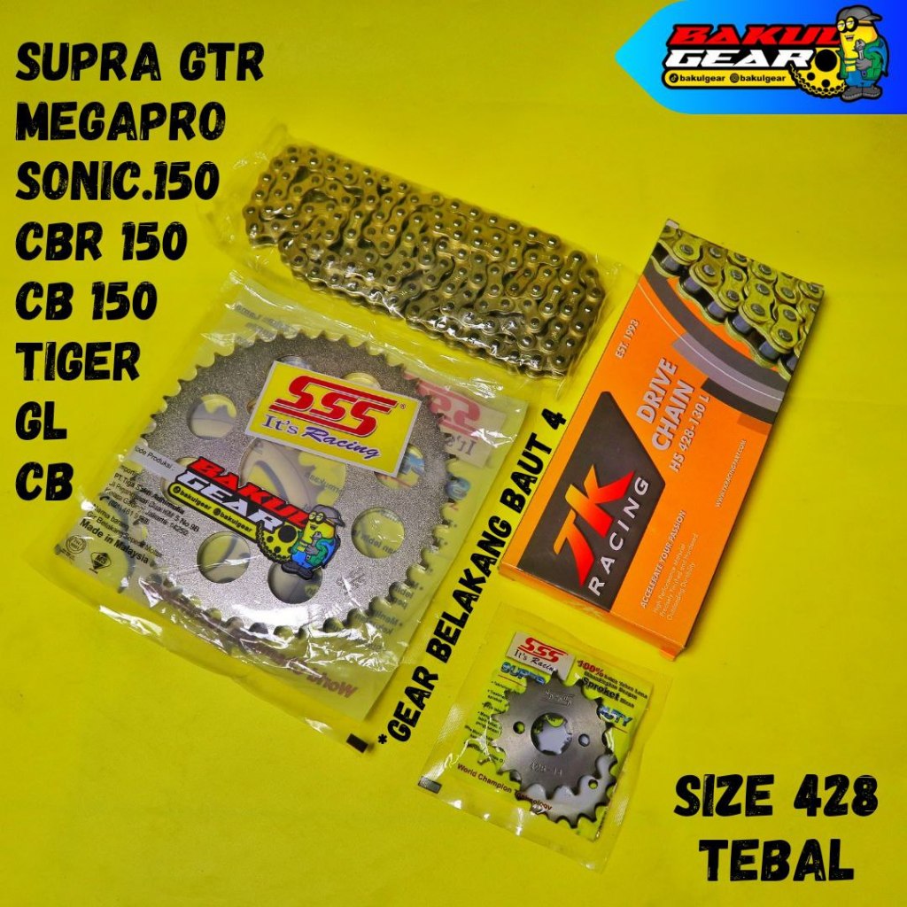 Jual Gear Set SSS CB150r CBR150r Tiger GL CB Megapro Sonic 150r Verza Supra GTR Rantai TK Oring ...