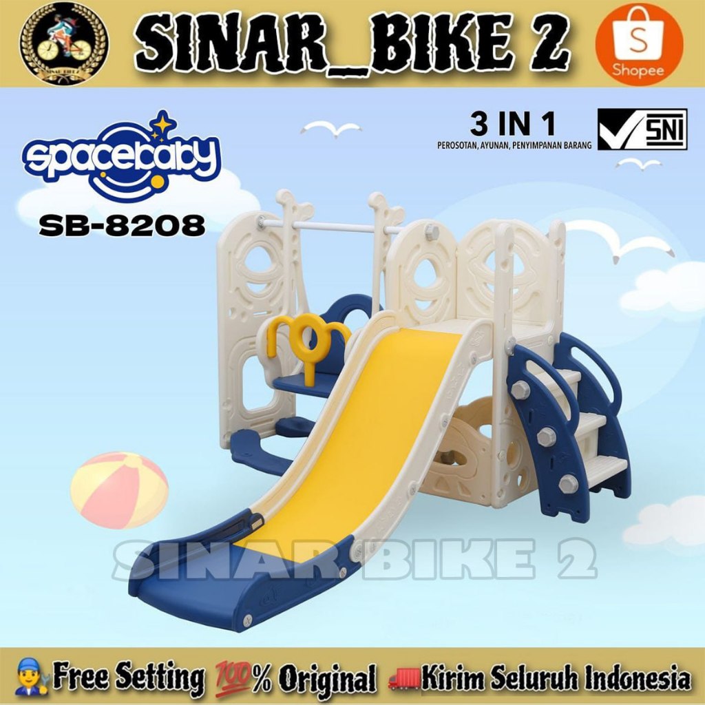 Jual Mainan Anak Perosotan 3 in 1 Slide Model SPACEBABY SB 8208 Ukuran Besar | Shopee Indonesia