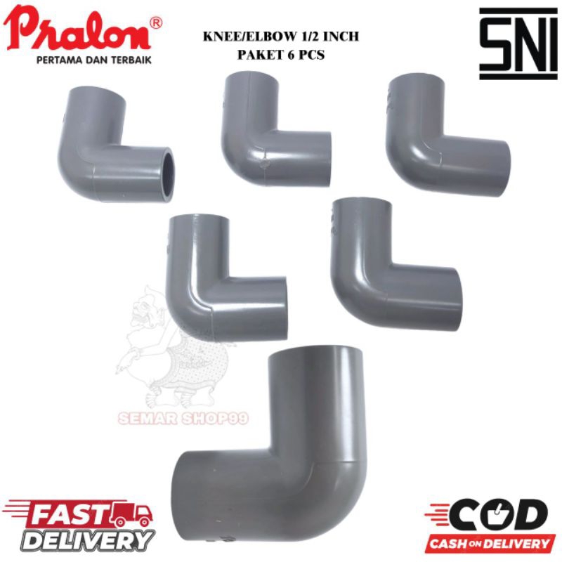 Jual knie 1/2"AW(PAKET 6PCS)elbow pvc 1/2" AW merek Pralon/belokan L ...