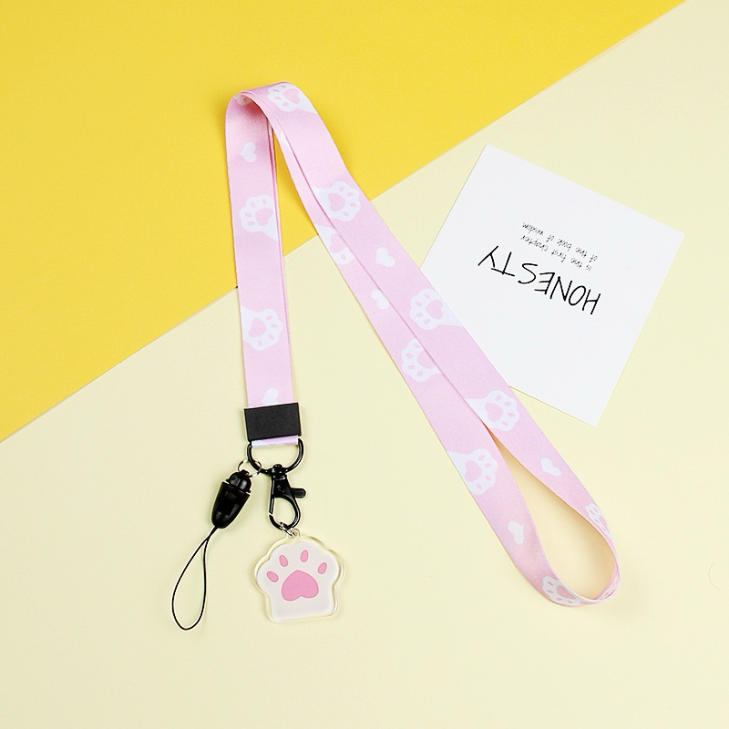 Jual Lanyard kucing / Gantungan Lanyard kucing cat pink paws paw TALI ...