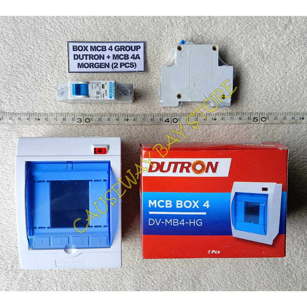 Jual Mcb 4A (2 PCS) MORGEN + BOX MCB DUTRON 2-4 GROUP DV-MB4-HG ...