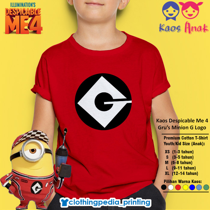 Jual Kaos Anak Despicable Me 4 Minions Gru G Logo Symbol Minion Kid T ...