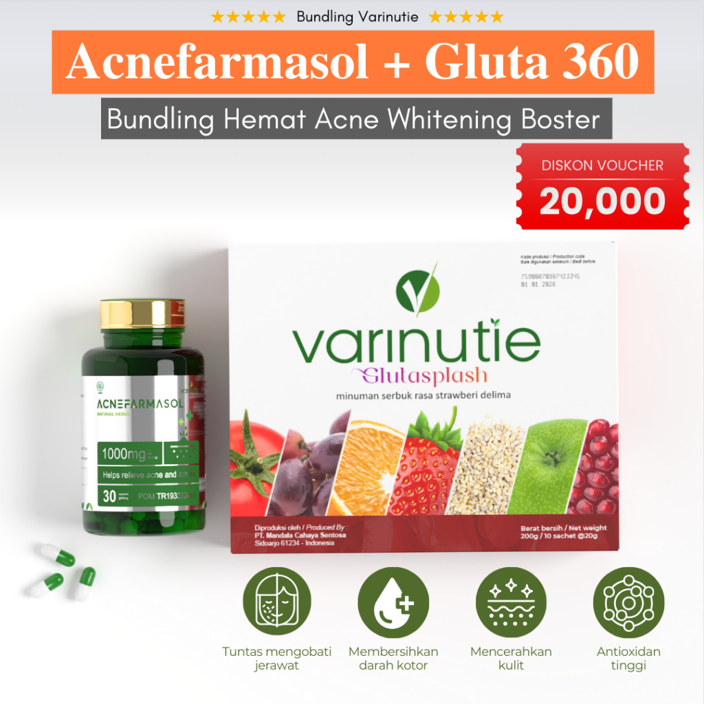 Jual VARINUTIE Paket Glutasplash dan Acnefarmasol Suplemen Untuk ...