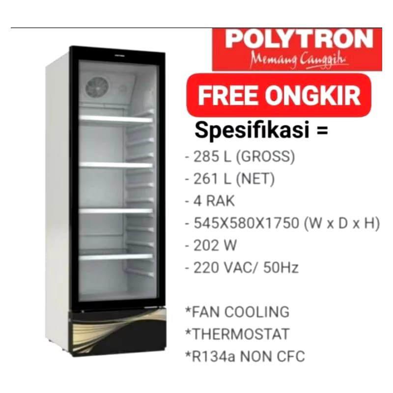 Jual POLYTRON SCN 237 SHOWCASE 1PINTU 4 RAK 285 LITER/ JUMBO | Shopee ...